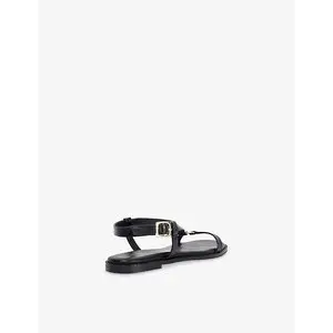 DUNE Laith T-bar Leather Flat Sandals