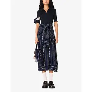 Maje Patterned Woven Midi Dress