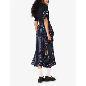 Maje Patterned Woven Midi Dress