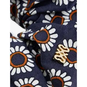 Sandro Floral Woven Scrunchie - Deep Blue / Ocher