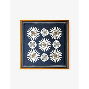 Sandro Floral-print Square Silk Scarf - Deep Blue / Ocher