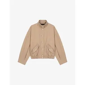 Maje High-neck Relaxed-fit Cotton Bomber Jacket