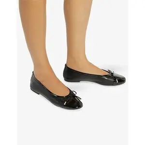 DUNE Haliah Patent-leather Ballet Flats - Black Leather