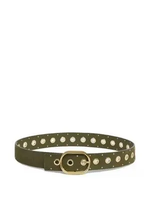 Pinko Eyeletted Buckled Leather Belt - Green