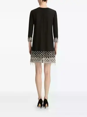 Oscar De La Renta Crystal Wave Embroidered Shift Dress