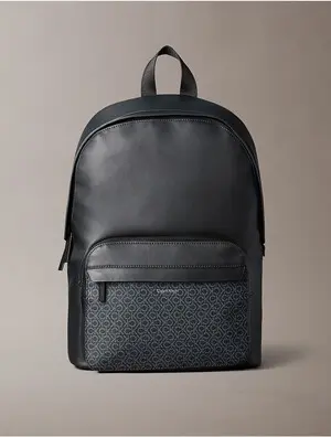 Calvin Klein Allover Monogram Logo Backpack - Black