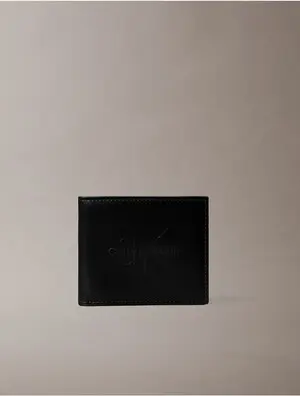 Calvin Klein Embossed Monologo Bifold Wallet - Black