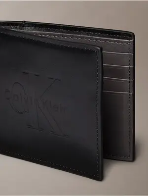 Calvin Klein Embossed Monologo Bifold Wallet - Black