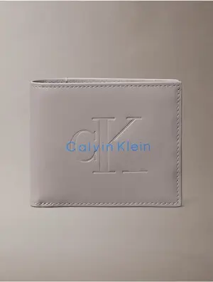 Calvin Klein Embossed Monologo Bifold Wallet - Cloudburst