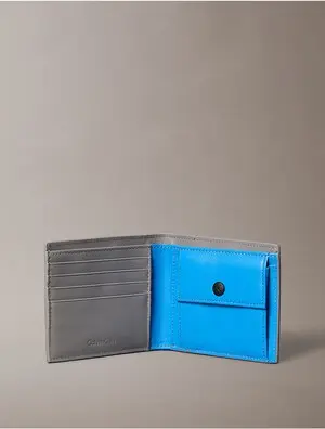 Calvin Klein Embossed Monologo Bifold Wallet With Coin Pouch - Cloudburst