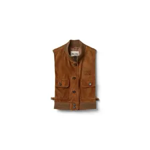 Miu Miu Waxed Suede Leather Vest - Cognac