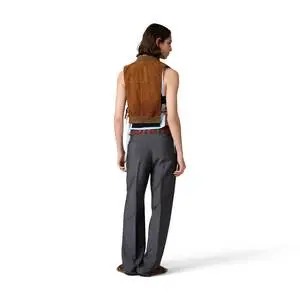 Miu Miu Waxed Suede Leather Vest - Cognac