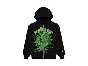SP5DER Cash Og Web V2 Rhinestone Zip Hoodie - Black
