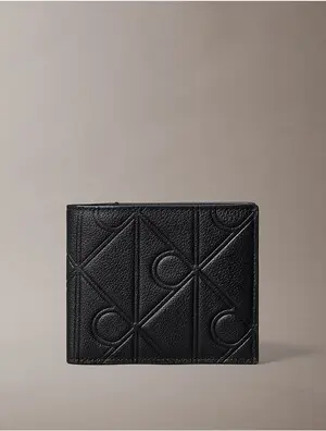 Calvin Klein Embossed Emblem Logo Bifold Wallet - Black