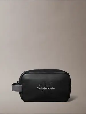Calvin Klein Embossed Monologo Dopp Kit - Black