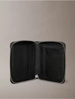 Calvin Klein Embossed Allover Emblem Logo Zip Wallet