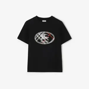 Burberry Knight Stamp Cotton T-shirt - Black