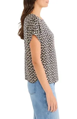 NIC+ZOE Lacy Diamonds Satin Woven Shirt