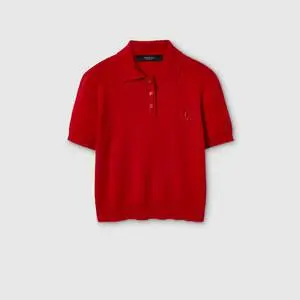 Gucci Knit Wool Polo Shirt With Double G Embroidery - Red