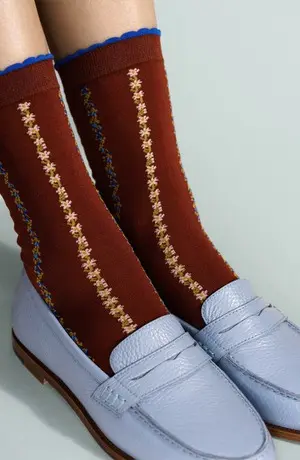 Hansel From Basel Louelle Crew Socks - Rust