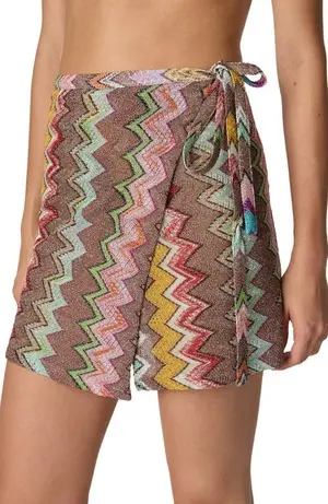Missoni Mini Pareo Skirt With Macro Zigzag Pattern - Black & Multicoloured
