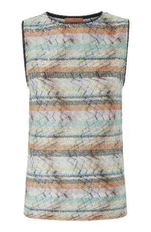 Missoni Sleeveless Top In Viscose Lamé Blend With Multi-technique Knit - Multicoloured