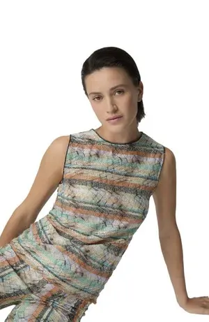 Missoni Sleeveless Top In Viscose Lamé Blend With Multi-technique Knit - Multicoloured