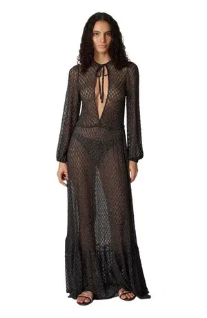Missoni Long Cover-up Dress With Spiderweb Motif - Brown