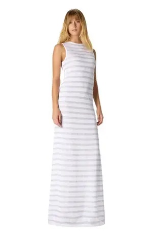 Missoni Sleeveless Striped Maxi Dress With Slit - White