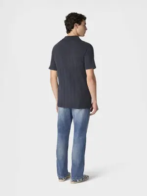 Missoni Cotton And Viscose Polo Shirt With Tone-on-tone Zigzag Motif - Blue