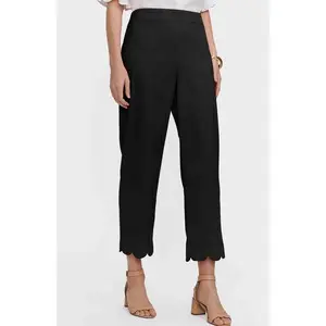 Foxcroft Elaine Scallop Hem Crop Pants - Black