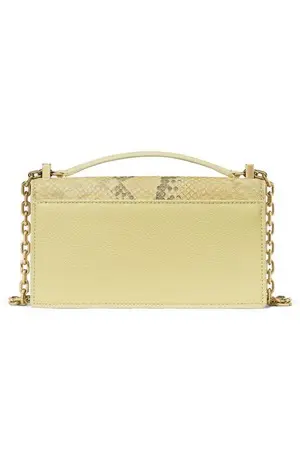Kate Spade New York Deco Mixed Media Convertible Leather Crossbody Bag - Pale Citron