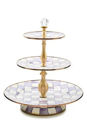 MACKENZIE-CHILDS Check Three Tier Sweet Stand - Violet