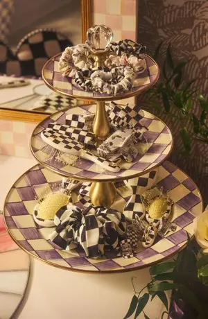 MACKENZIE-CHILDS Check Three Tier Sweet Stand