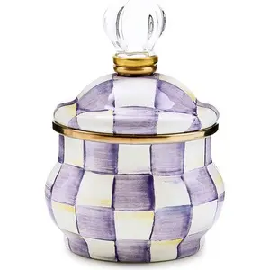 MACKENZIE-CHILDS Check Lidded Sugar Bowl - Violet