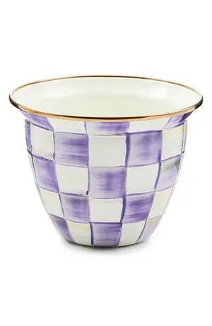 MACKENZIE-CHILDS Large Check Enamel Flower Pot - Violet