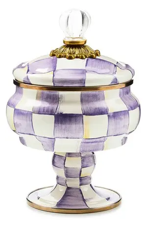 MACKENZIE-CHILDS Check Enameled Steel Curiosity Pot - Violet