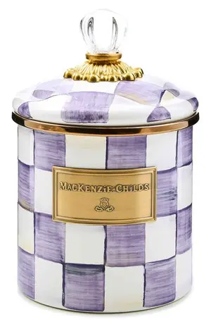 MACKENZIE-CHILDS Check Medium Enameled Steel Canister - Violet