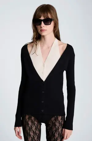 KENNETH COLE Layered Look Halter Cardigan