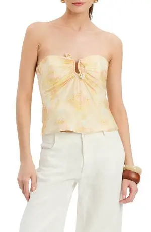 Bardot Serafina Floral Linen Strapless Top