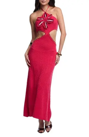 CAPITTANA Carla Crochet Flower Cover-up Dress - Red