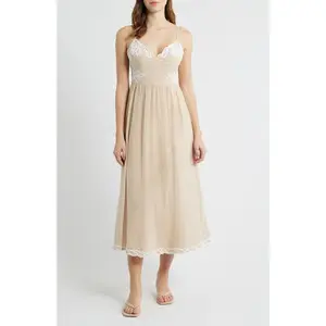 Moon River Embroidered V-neck Midi Dress
