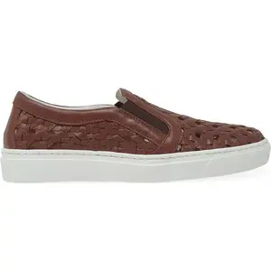 MADISON MAISON Leather Woven Slip-On Sneakers Tan