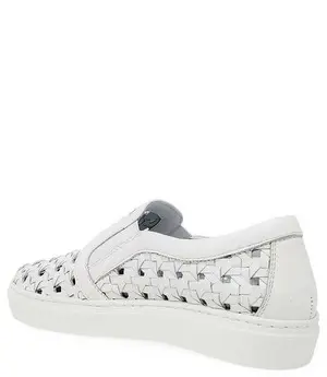 MADISON MAISON Leather Woven Slip-on Sneakers - White