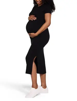 Motherhood Maternity Maternity Nursing Midi Dress - Black