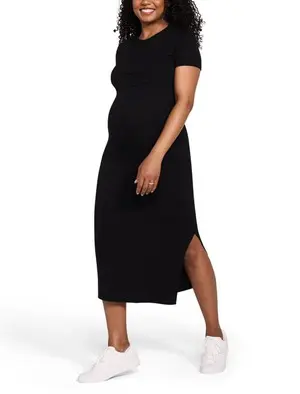 Motherhood Maternity Maternity Nursing Midi Dress - Black