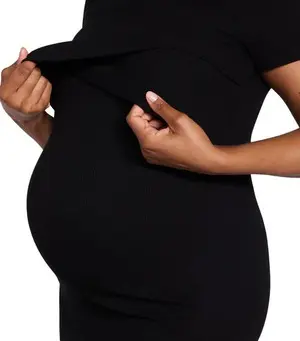 Motherhood Maternity Maternity Nursing Midi Dress - Black