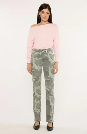 KANCAN High-rise Straight Leg Jeans - Camo
