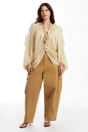 JUNE + VIE Barrel Leg Cargo Pant