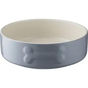 MASON CASH Embossed Dog Food And Water Bowl - Gray